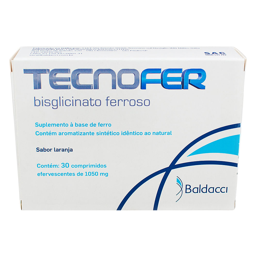 Tecnofer 14mg 30 comprimidos efervescentes Sabor Laranja - farma22