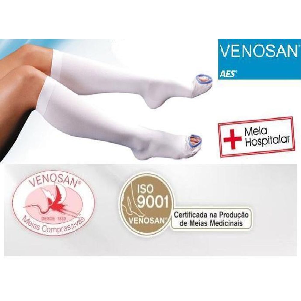 Meia 7/8 Venosan AES Compressão 18mmHg Pé Aberto Branca P - Farma 22