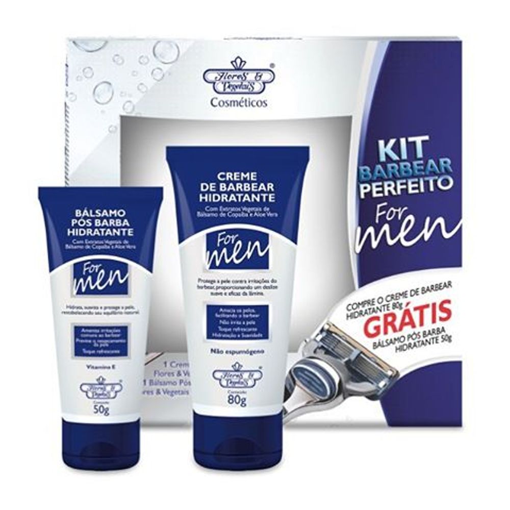 Kit de Barbear Flores e Vegetais Perfeito For Men Creme de Barbear ...