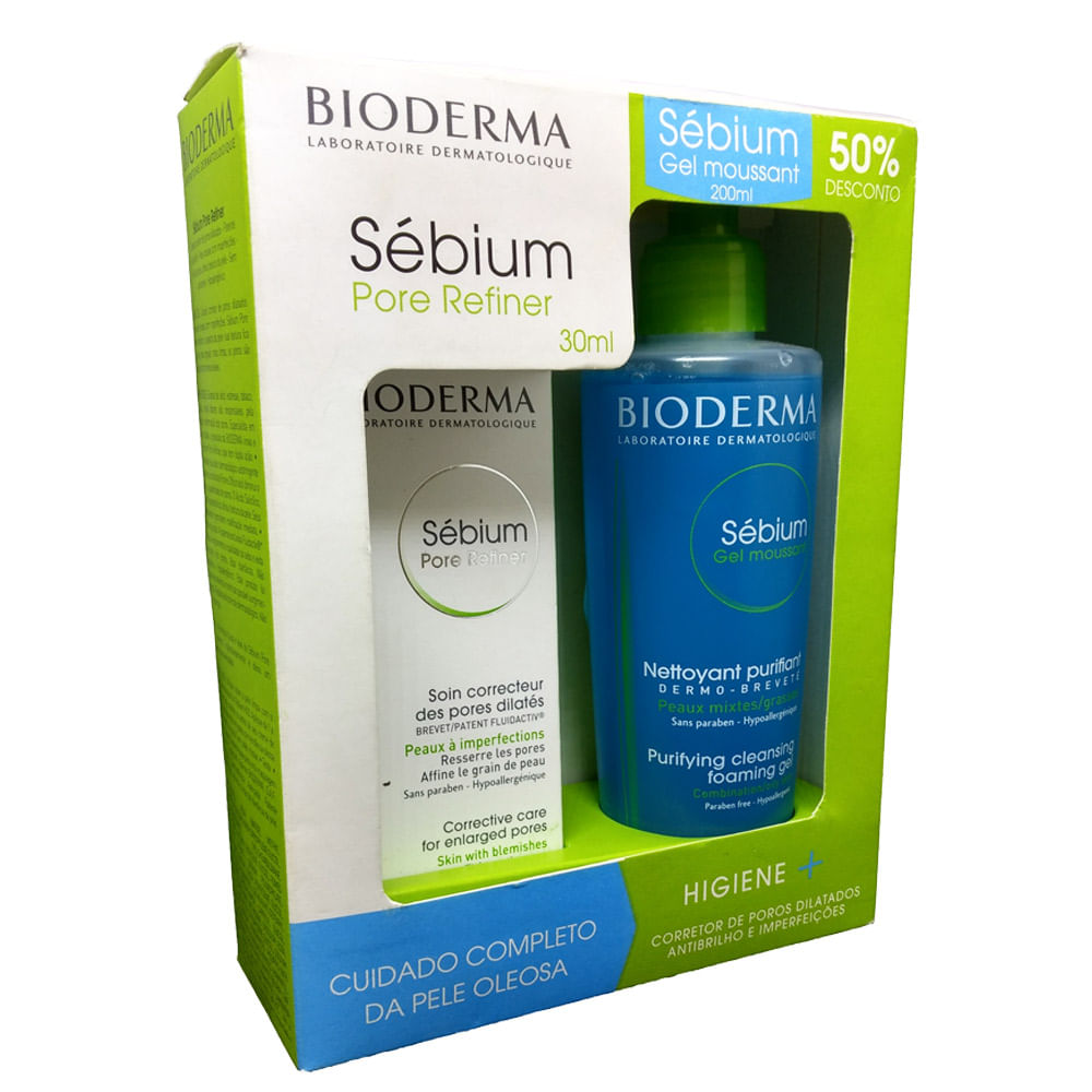 Kit Sebium Bioderma Pore Refiner 30ml + 50% de Desconto no Gel Moussant ...