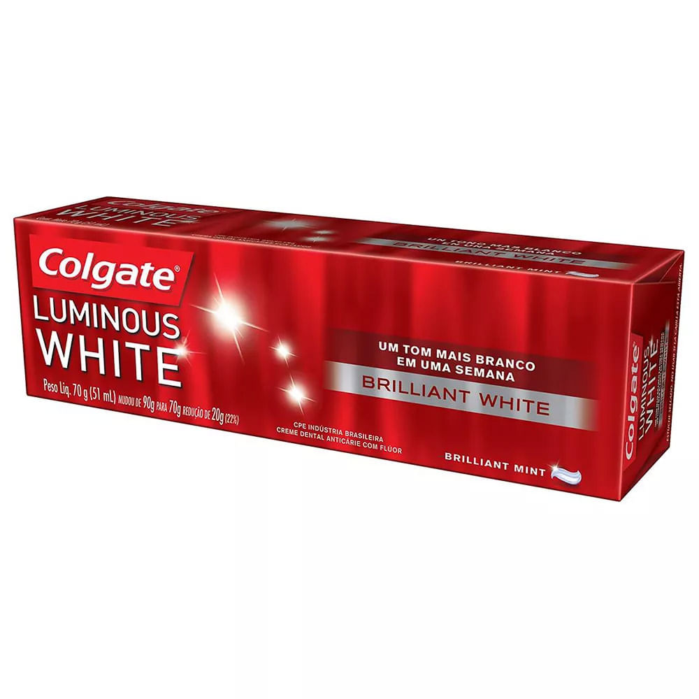 Creme Dental Colgate Luminous White Brilliant White 70g - Farma 22