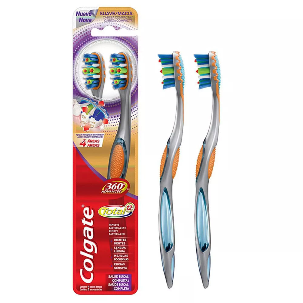 Escova Dental Colgate 360º Advanced Total 12 Macia Cores Sortidas 2 ...
