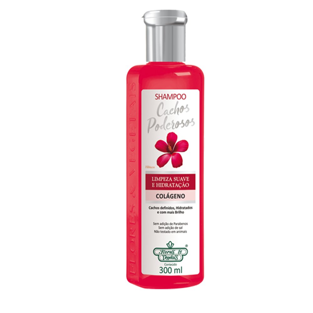 Shampoo Flores e Vegetais Cachos Poderosos Colageno Hibiscos 300ml ...