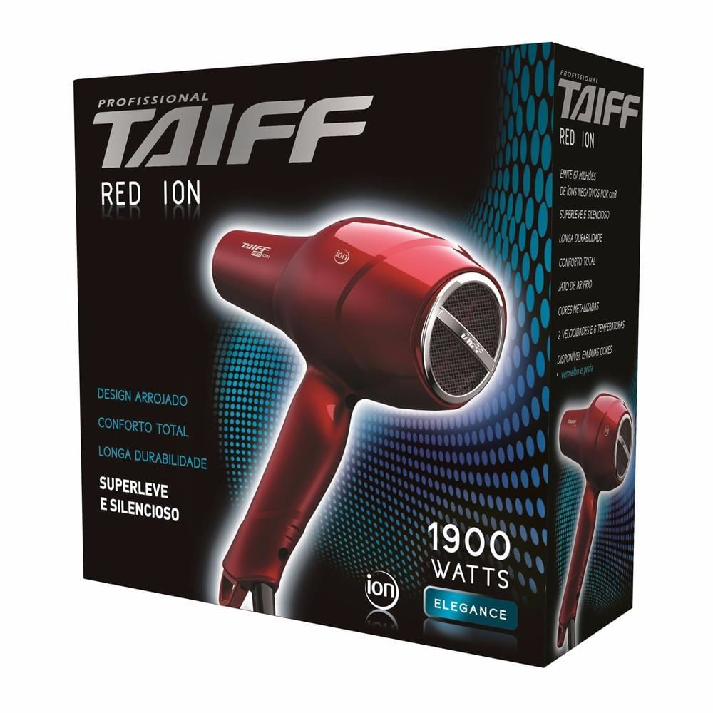 Secador Profissional Taiff Red Ion 1900 Watts Vermelho - Farma 22
