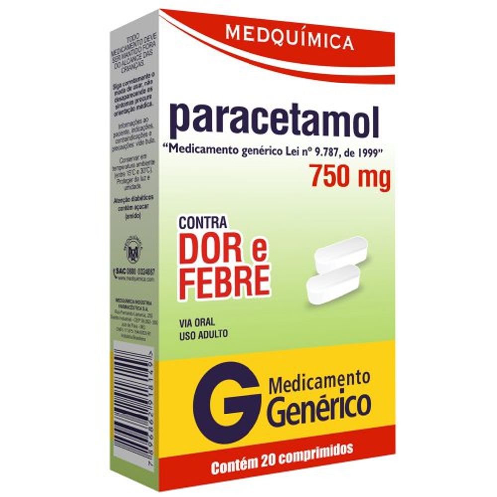 Paracetamol 750mg 20 Comprimidos - Farma 22