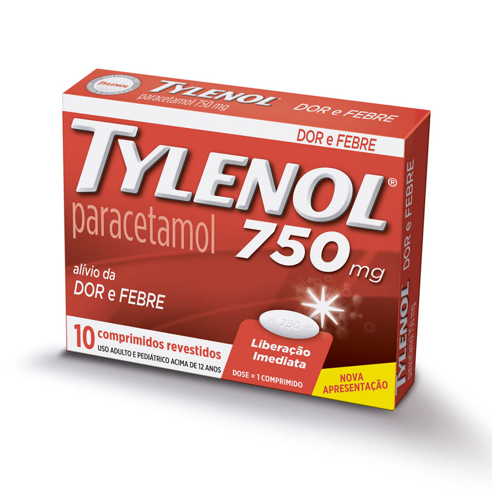 Tylenol 750mg 10 comprimidos revestidos - Farma 22