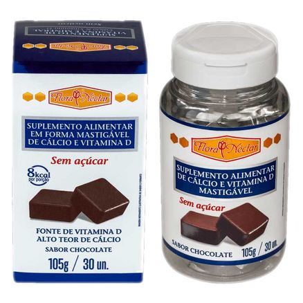 Suplemento de Calcio e Vitamina D Flora Nectar Bala Mastigavel Sabor ...