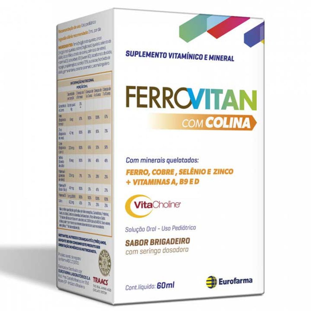 Ferrovitan com Colina Solucao Oral 60ml - Farma 22