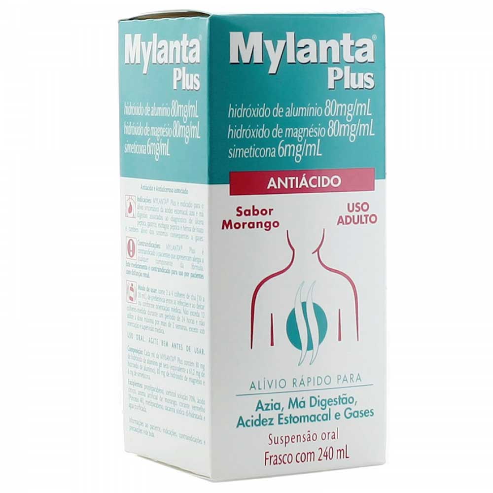 Mylanta Plus Sabor Morango Suspensão Oral 240mL - Farma 22