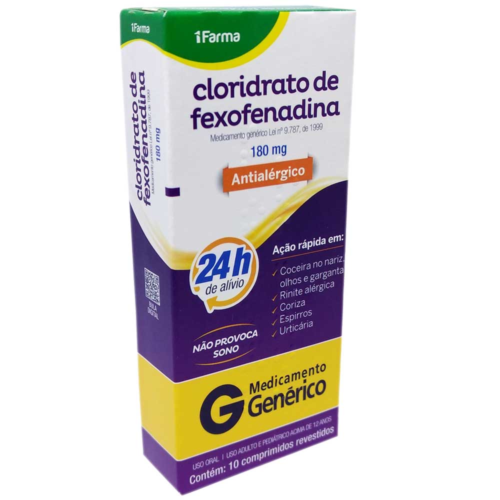 Cloridrato de Fexofenadina 180mg 10 comprimidos revestidos Generico ...