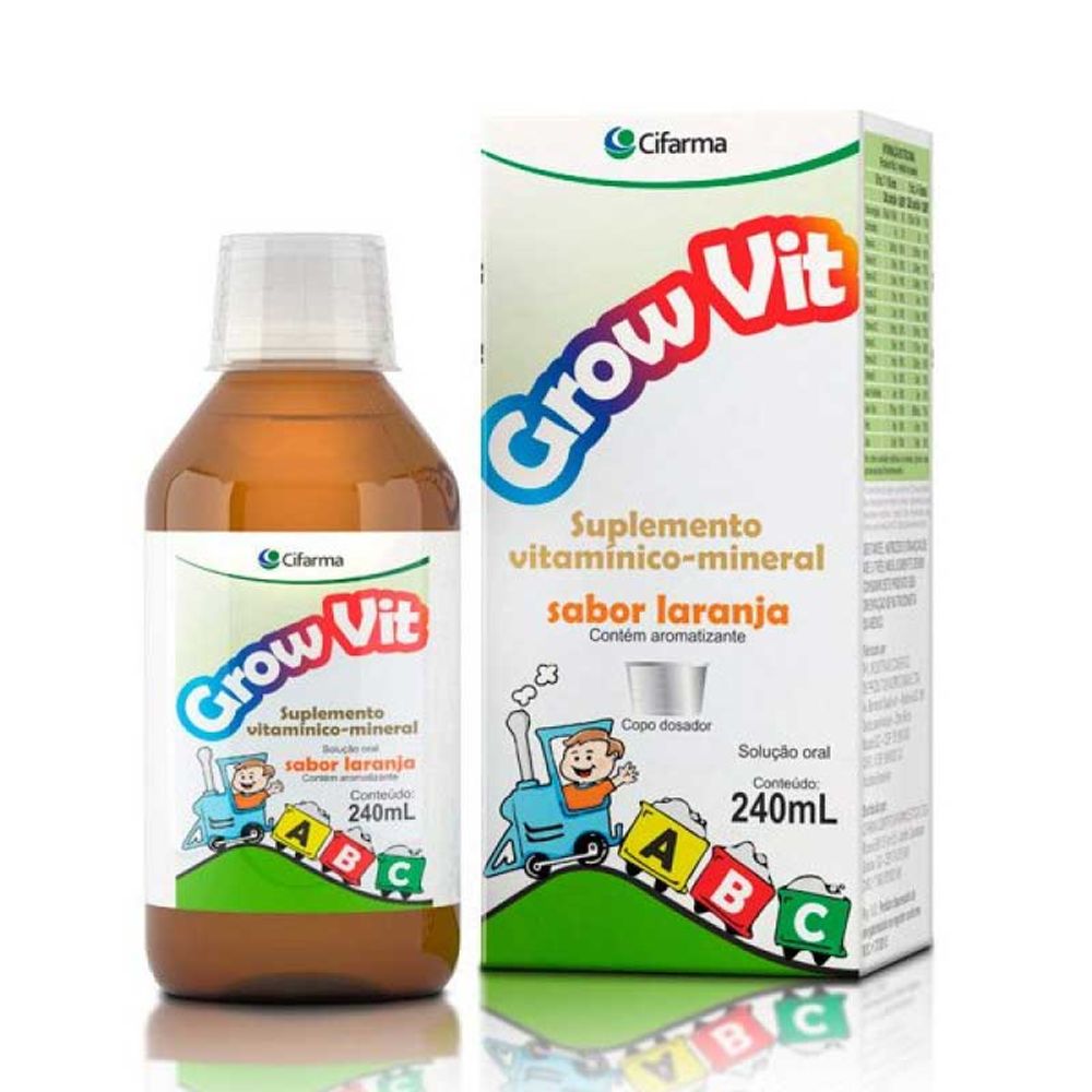 Grow Vit solucao oral Sabor Laranja 240ml - Farma 22