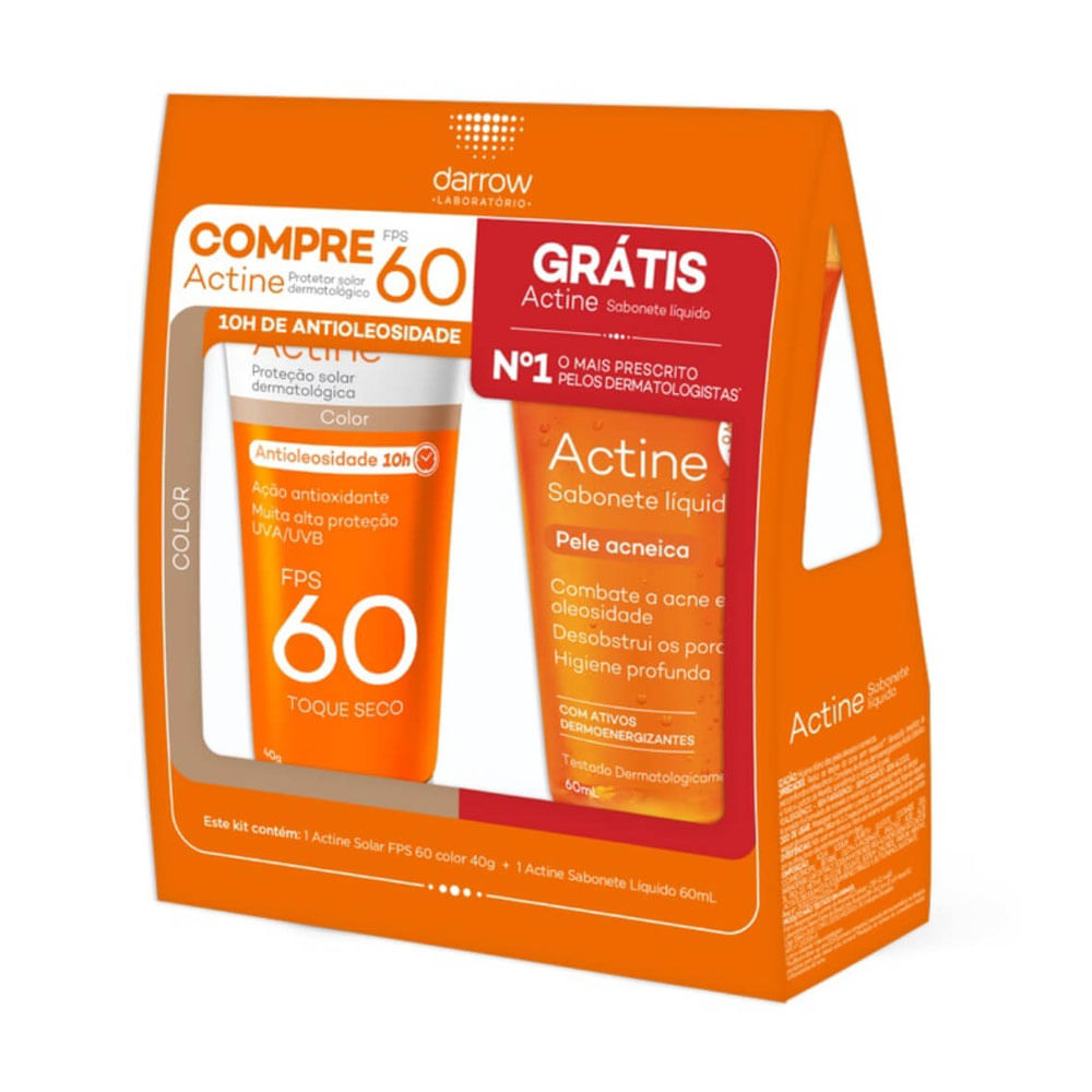 Kit Protetor Solar Actine Color FPS 60 40g + Gratis Sabonete Liquido ... Kit Protetor Solar Actine Color FPS 60 40g + Gratis Sabonete Liquido ...