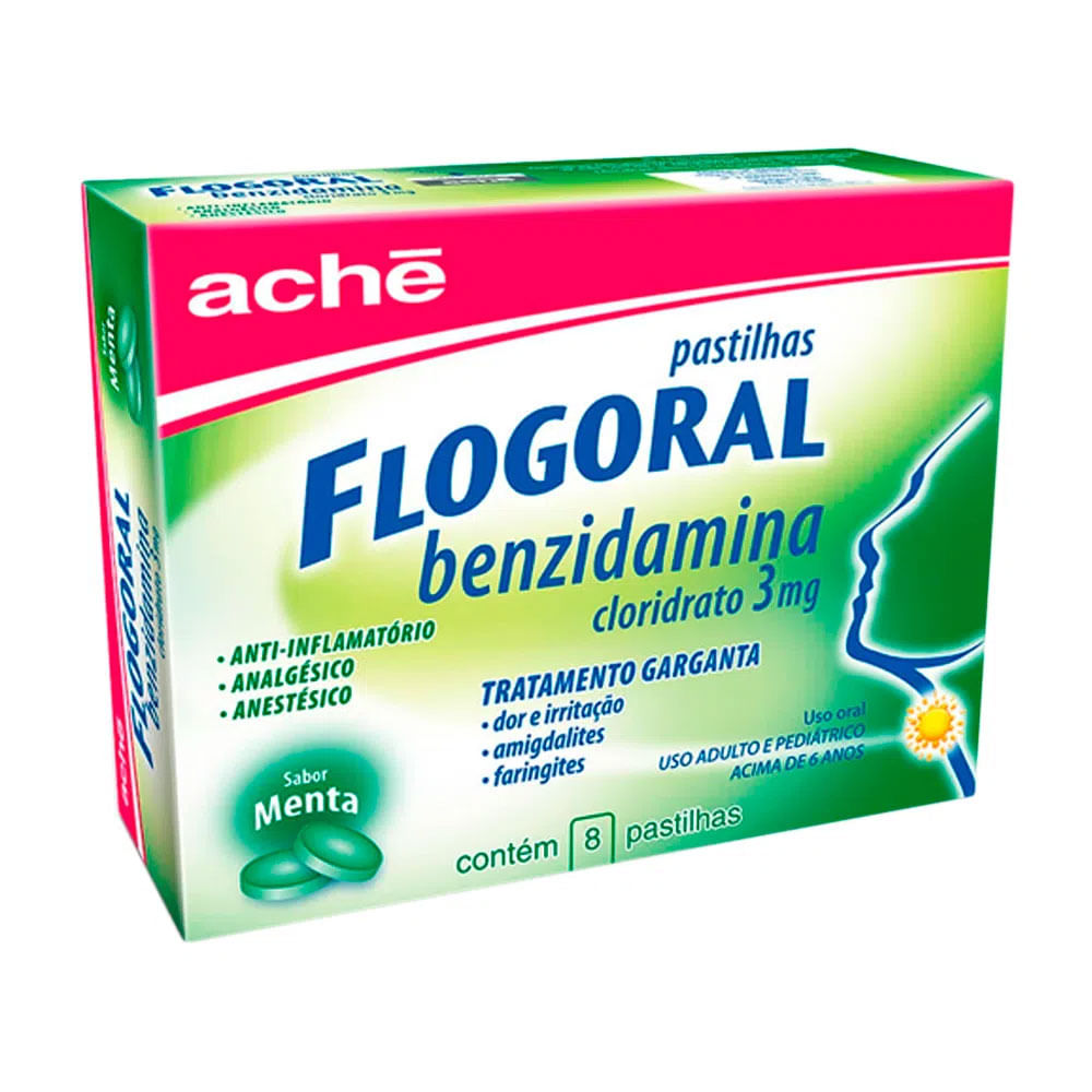 Flogoral Pastilhas Sabor Menta 8 Unidades - Farma 22