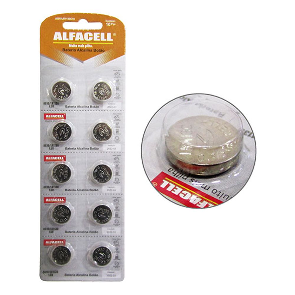 Bateria Alfacell Ag10/Lr1130 Alcalina Botao 1,5V 1 Unidade - Farma 22