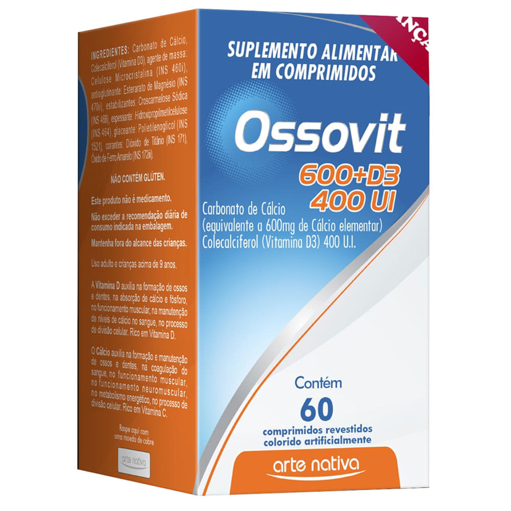Ossovit 600 + D3 400UI 60 comprimidos revestidos - Farma 22