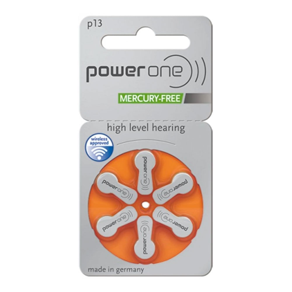 Bateria Auditivo Power One P13 6 unidades Mercury Free - Farma 22