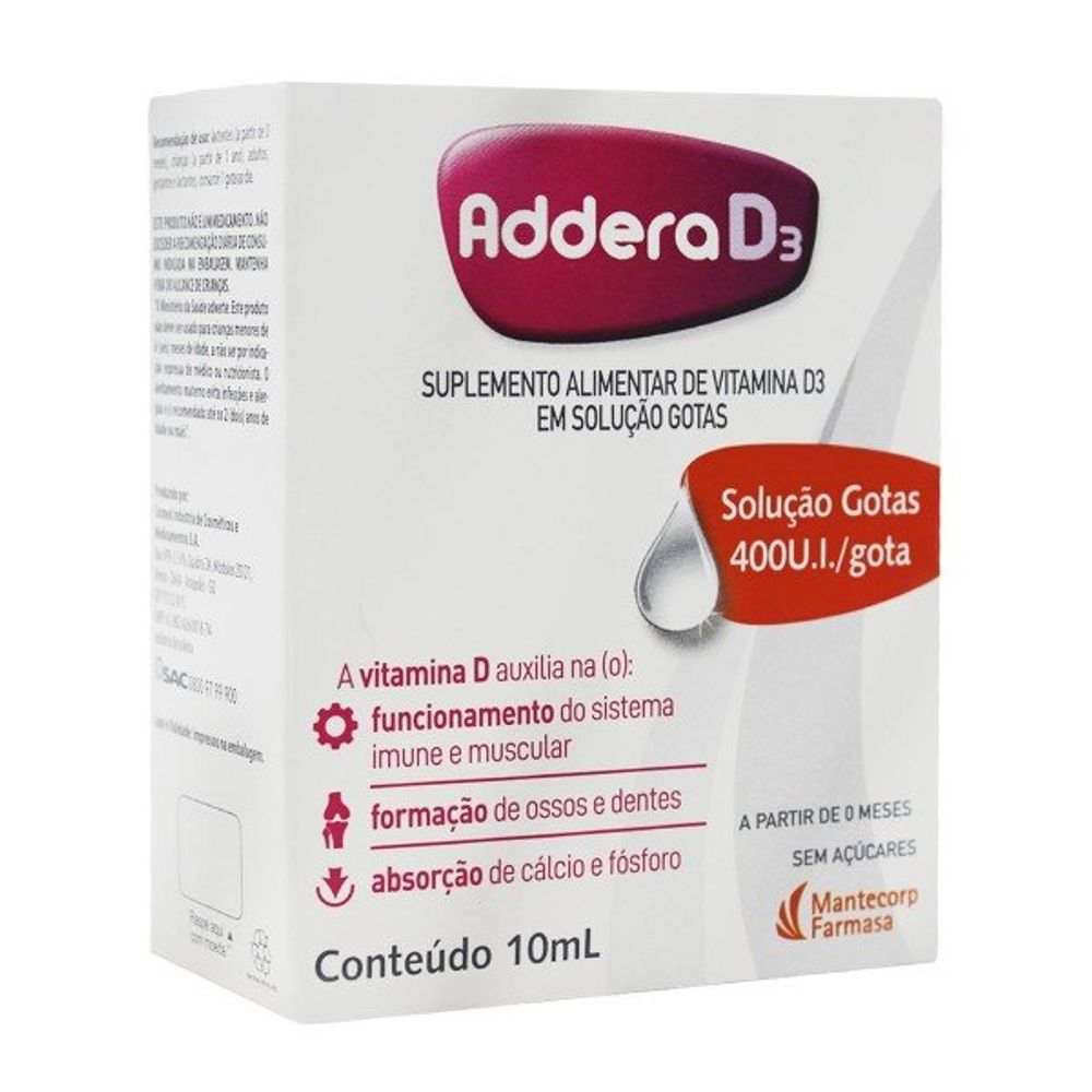 Addera D3 400UI gotas 10ml - Farma 22