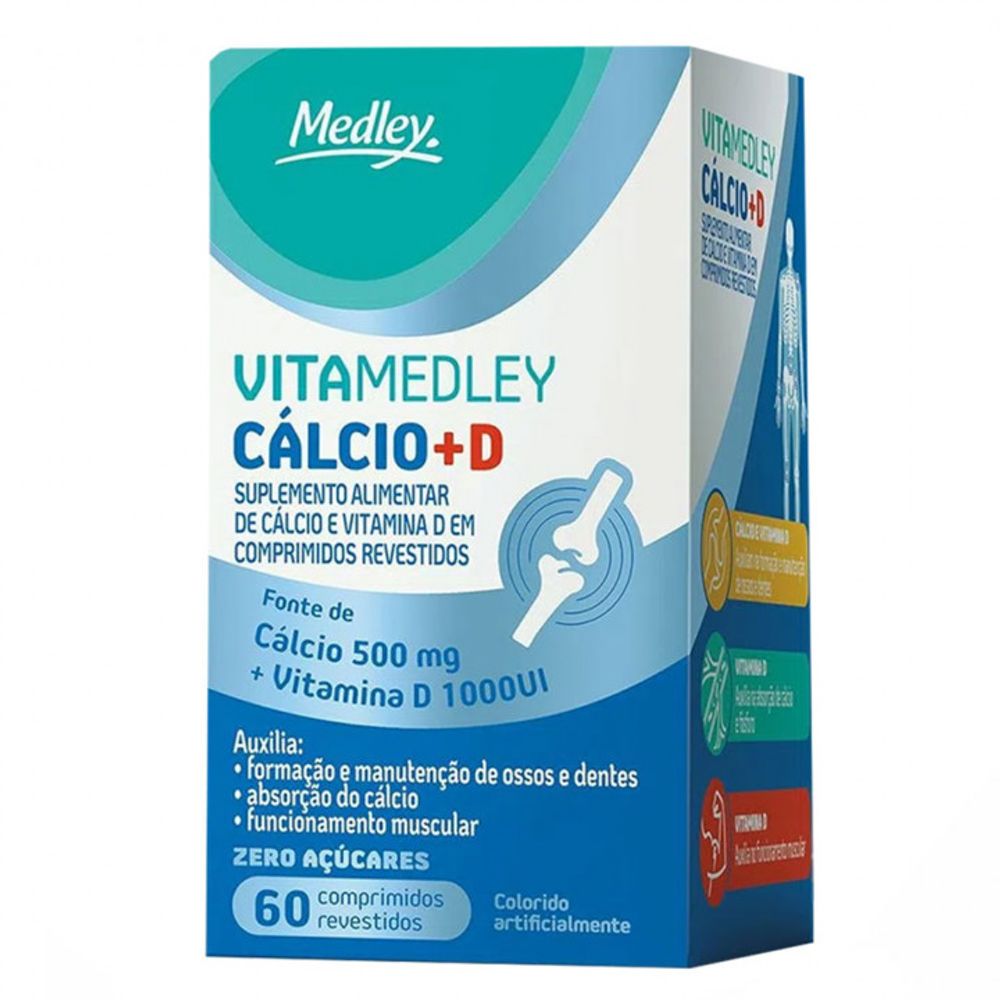 Vitamedley Calcio 500mg Vitamina D 1 000ui 60 capsulas - Farma 22