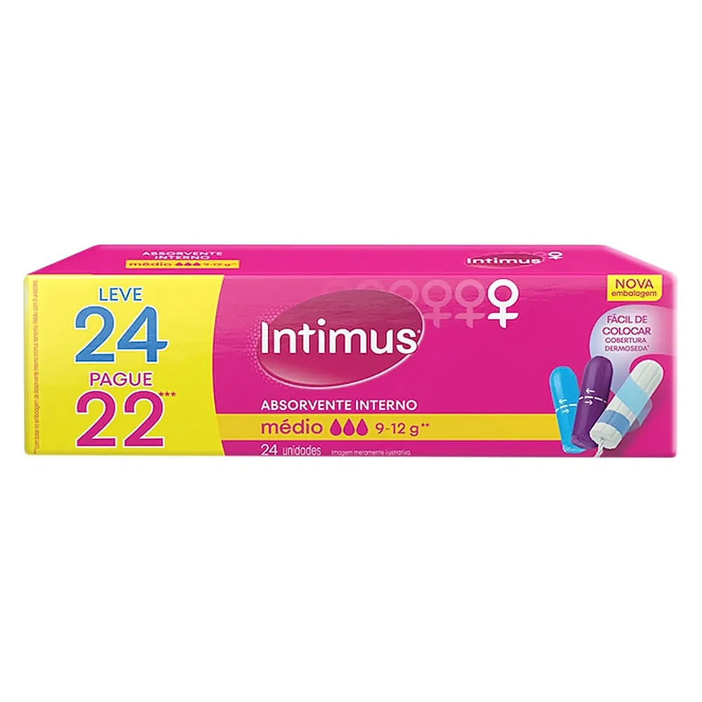 Absorvente Intimus Interno Medio Leve 24 Pague 22 - Farma 22