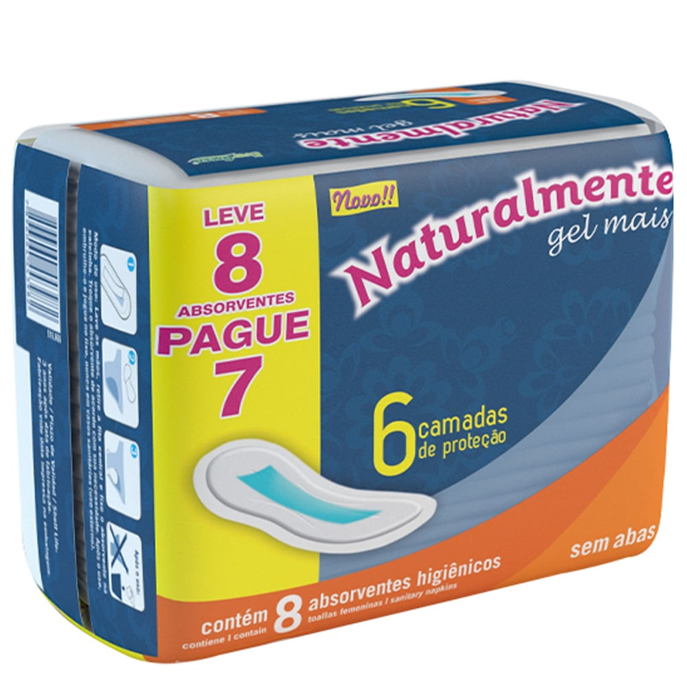 Absorvente Naturalmente Gel Sem Abas Leve 8 Pague 7 - Farma 22