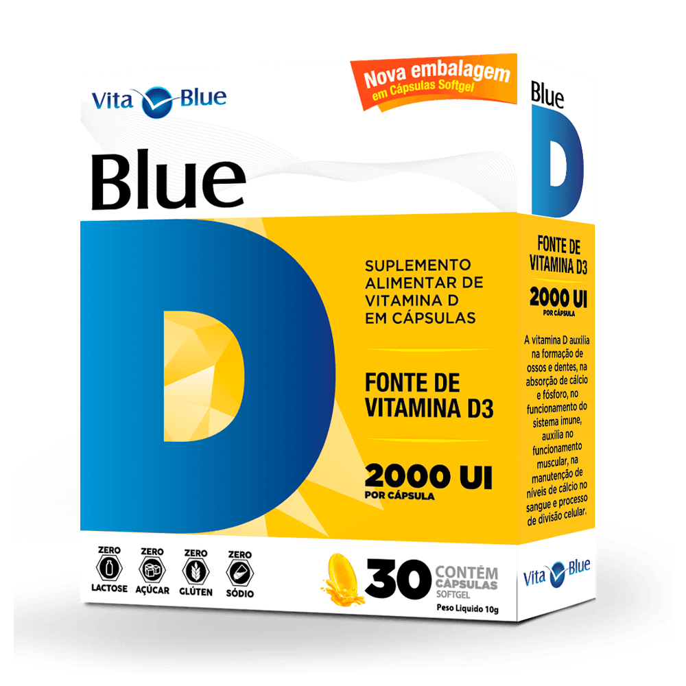 Suplemento Alimentar Blue D 2000Ui 30 Capsulas Gel Vita Blue - Farma 22