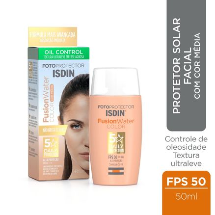 Protetor Solar Facial ISDIN Fotoprotector Fusion Water Oil Control Cor ...