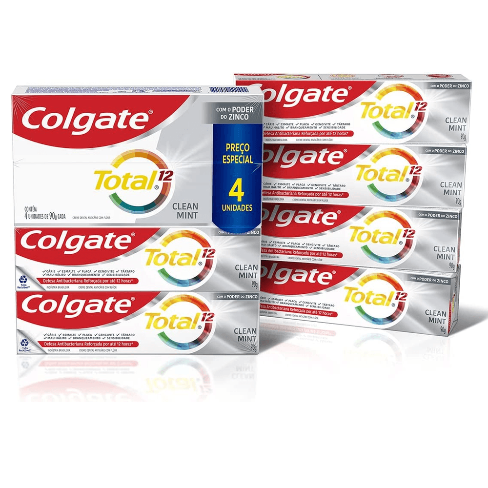 Creme Dental Colgate Total 12 Clean Mint Pack 4 unidades - Farma 22