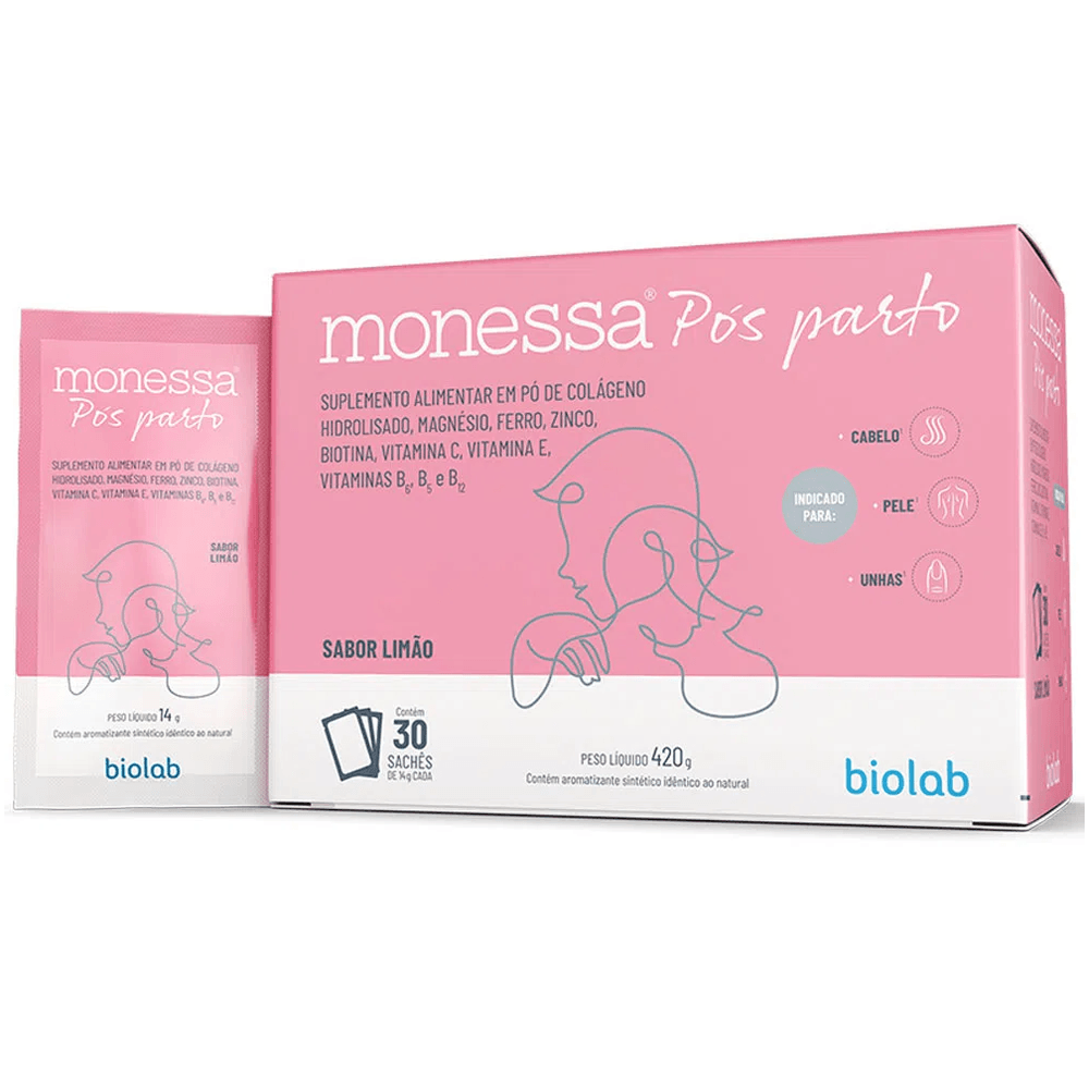 Suplemento Alimentar Monessa Pós Parto Sabor Limão 30 Sachês 14g - Farma 22
