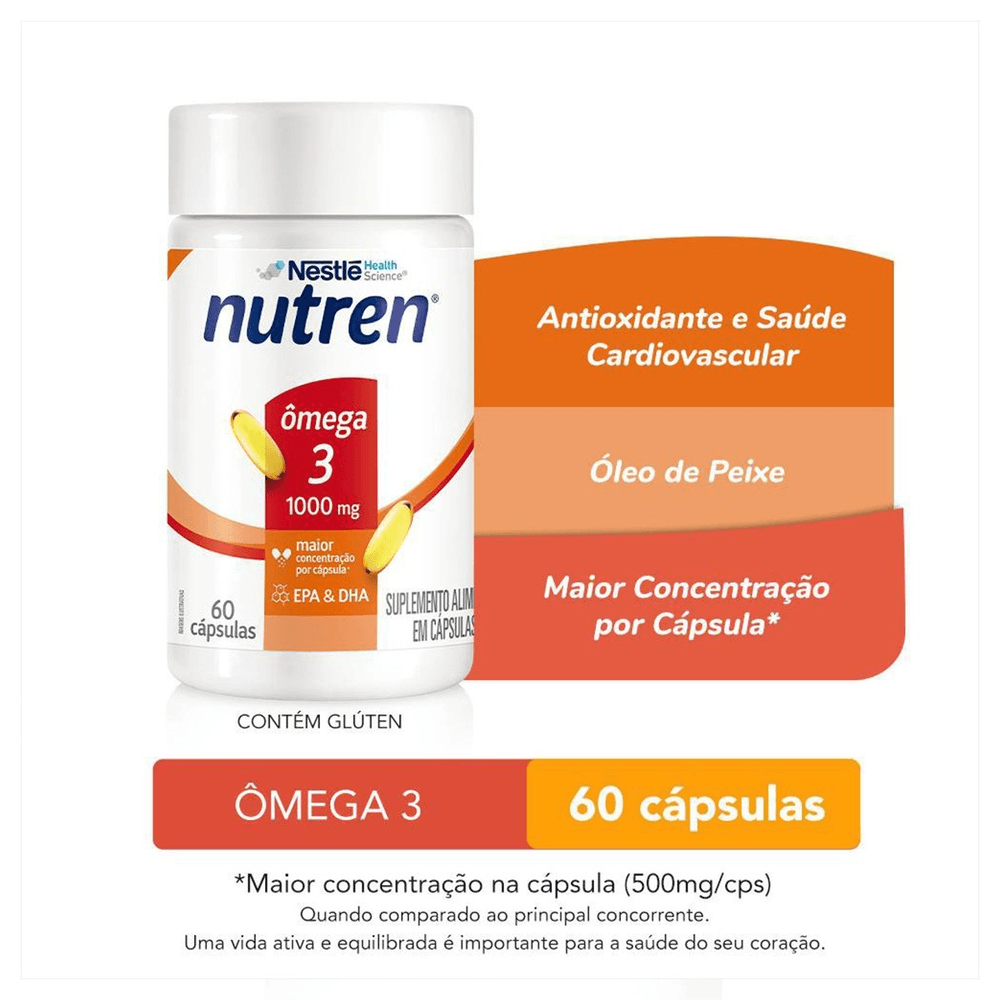 Nutren Ômega 3 1000mg Nestle 60 Cápsulas - Farma 22